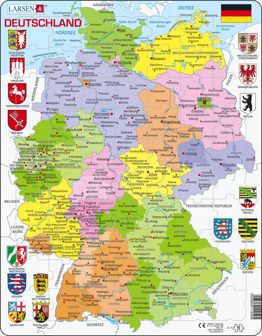 A11 - Germany Political Map :: Maps of countries :: Puzzles :: Larsen ...