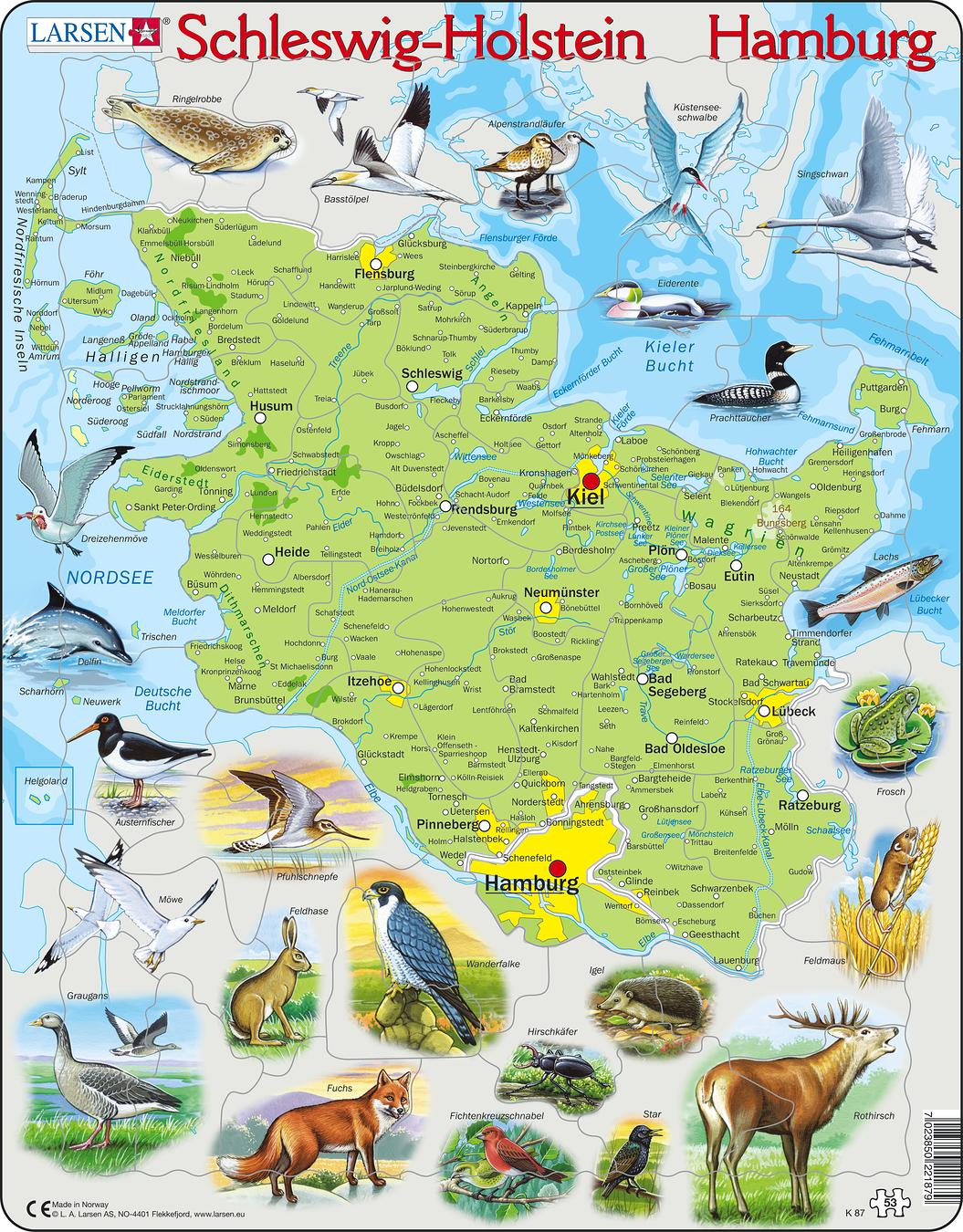 K87 - Schleswig Holstein and Hamburg physical map :: Other maps ...