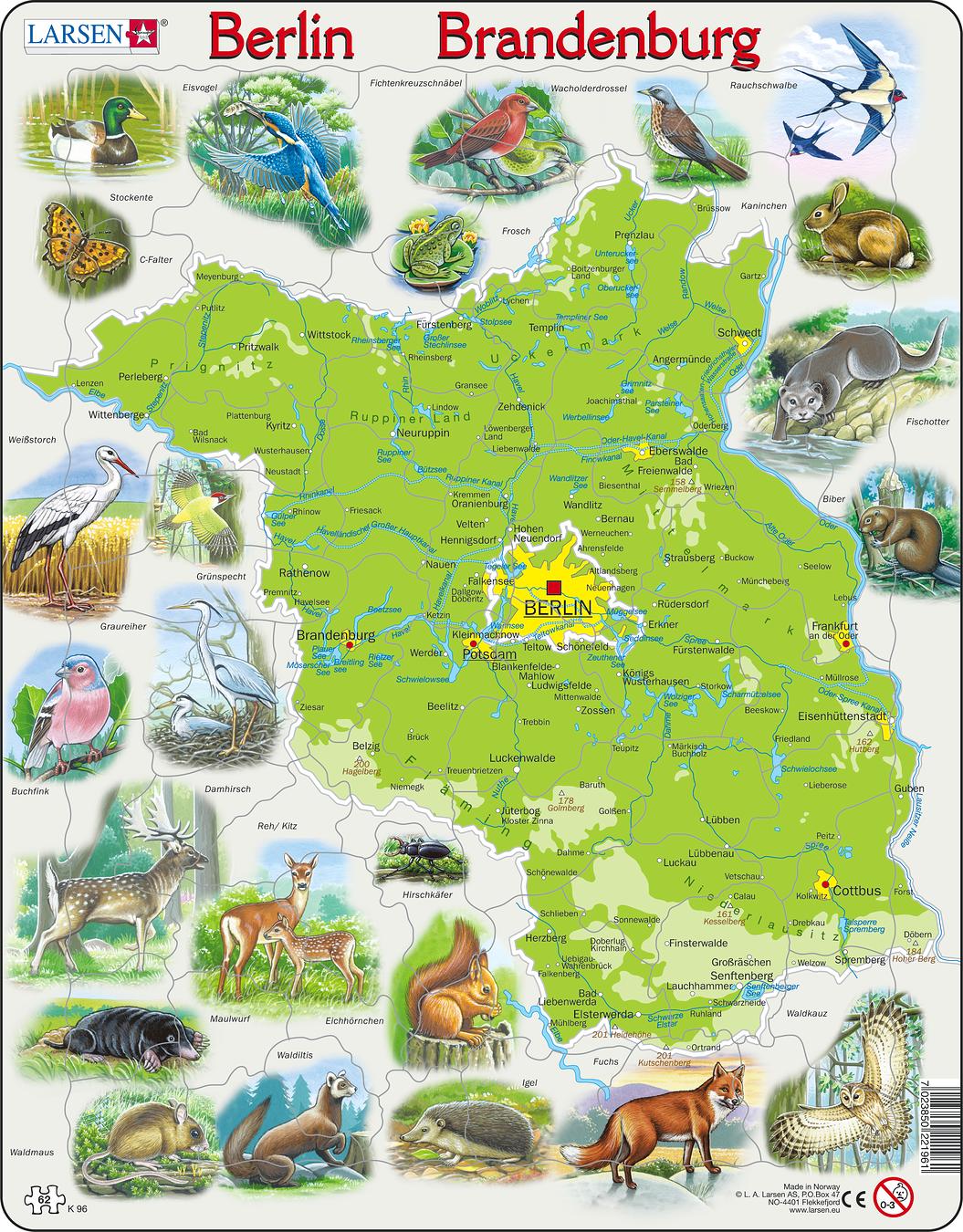 K96 - Berlin and Brandenburg Physical With Animals :: Other maps :: Puzzles :: Larsen Puzzles