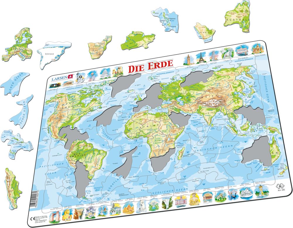 K4 - Verdenskart, topografisk kart :: Kart over verden og regioner ...