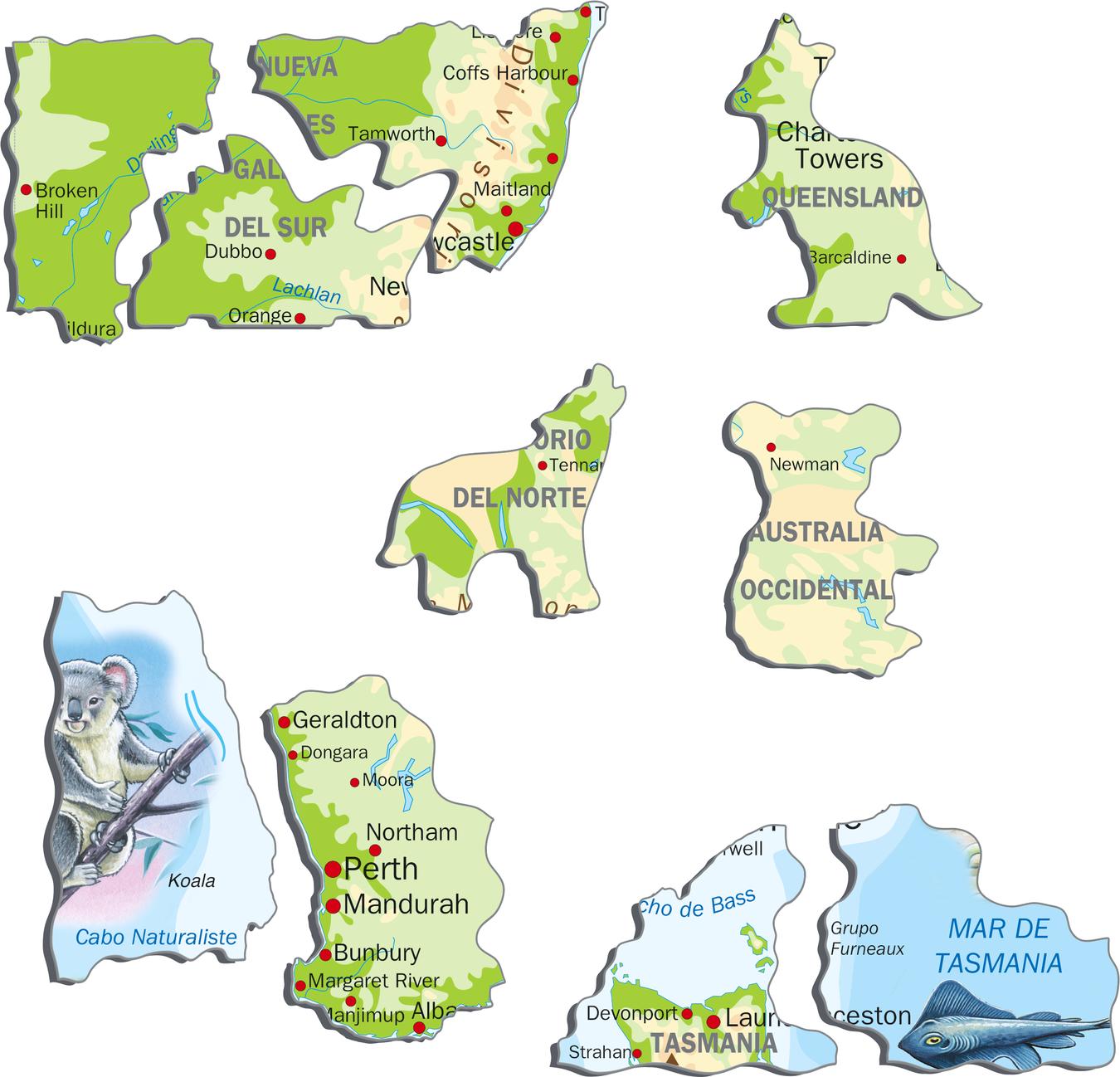 A31 - Australia, topografisk kart :: Kart over verden og regioner ...