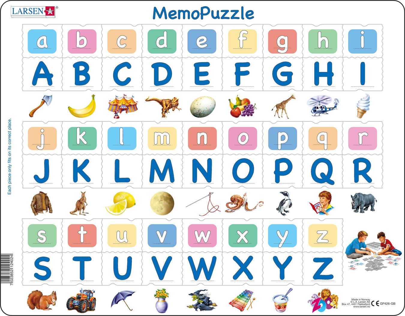 GP426 - MemoPuzzle: The Alphabet with 26 Upper and Lower Case Letters ...