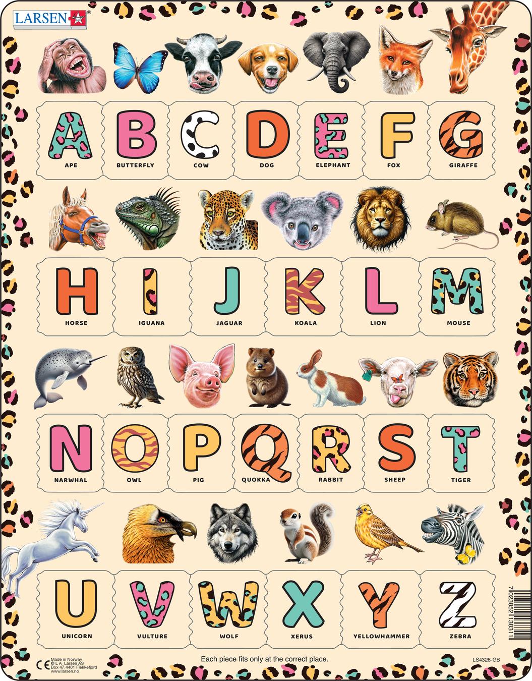 LS4326 - Animal alphabet :: Reading :: Puzzles :: Larsen Puzzles