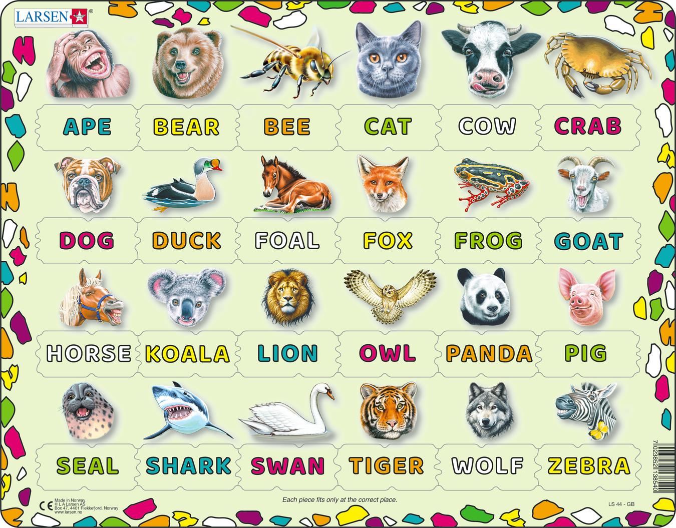 LS44 - Read and find the animal :: Reading :: Puzzles :: Larsen Puzzles