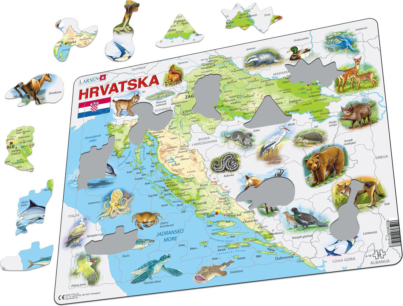 A19 - Croatia with Animals :: Maps of countries :: Puzzles :: Larsen ...