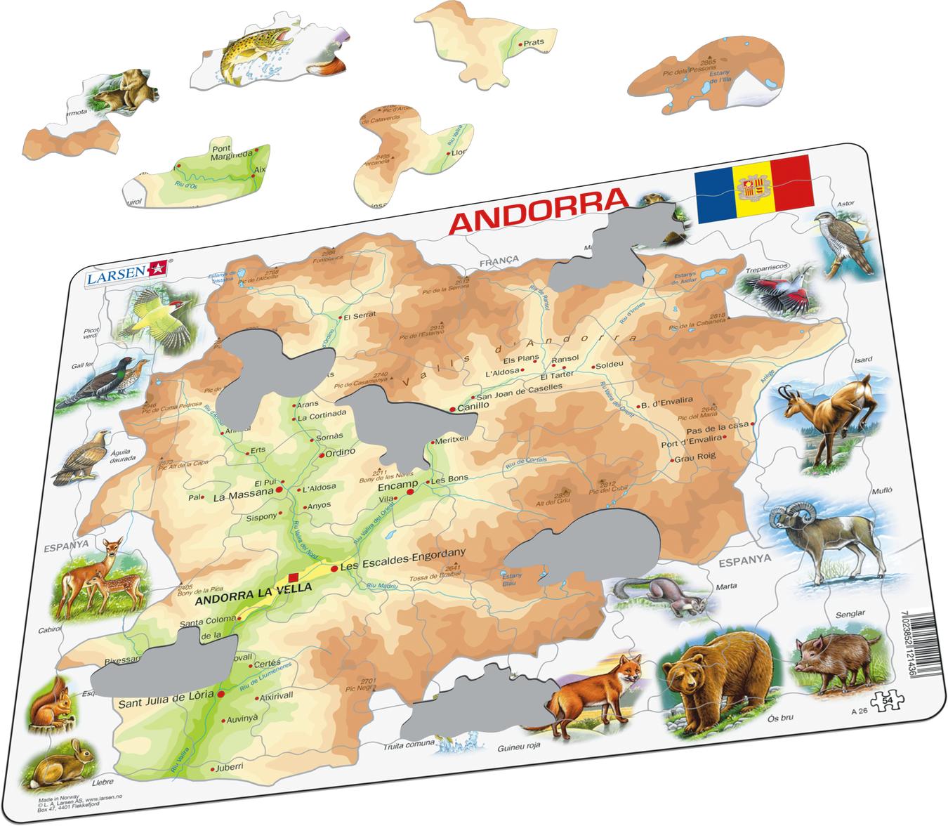 A26 - Andorra Physical Map :: Maps of countries :: Puzzles :: Larsen ...