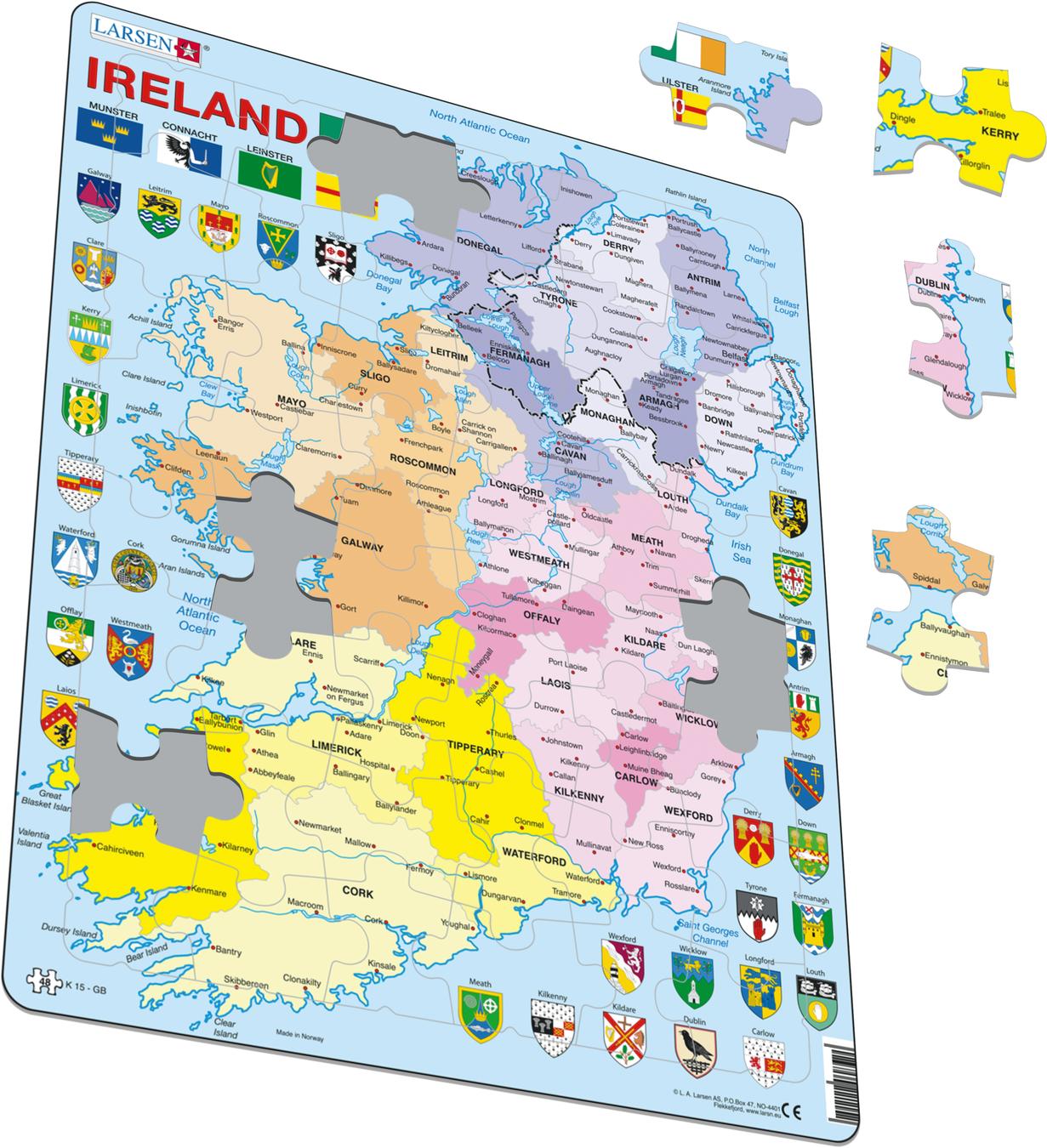 K15 - Ireland Political :: Maps of countries :: Puzzles :: Larsen Puzzles