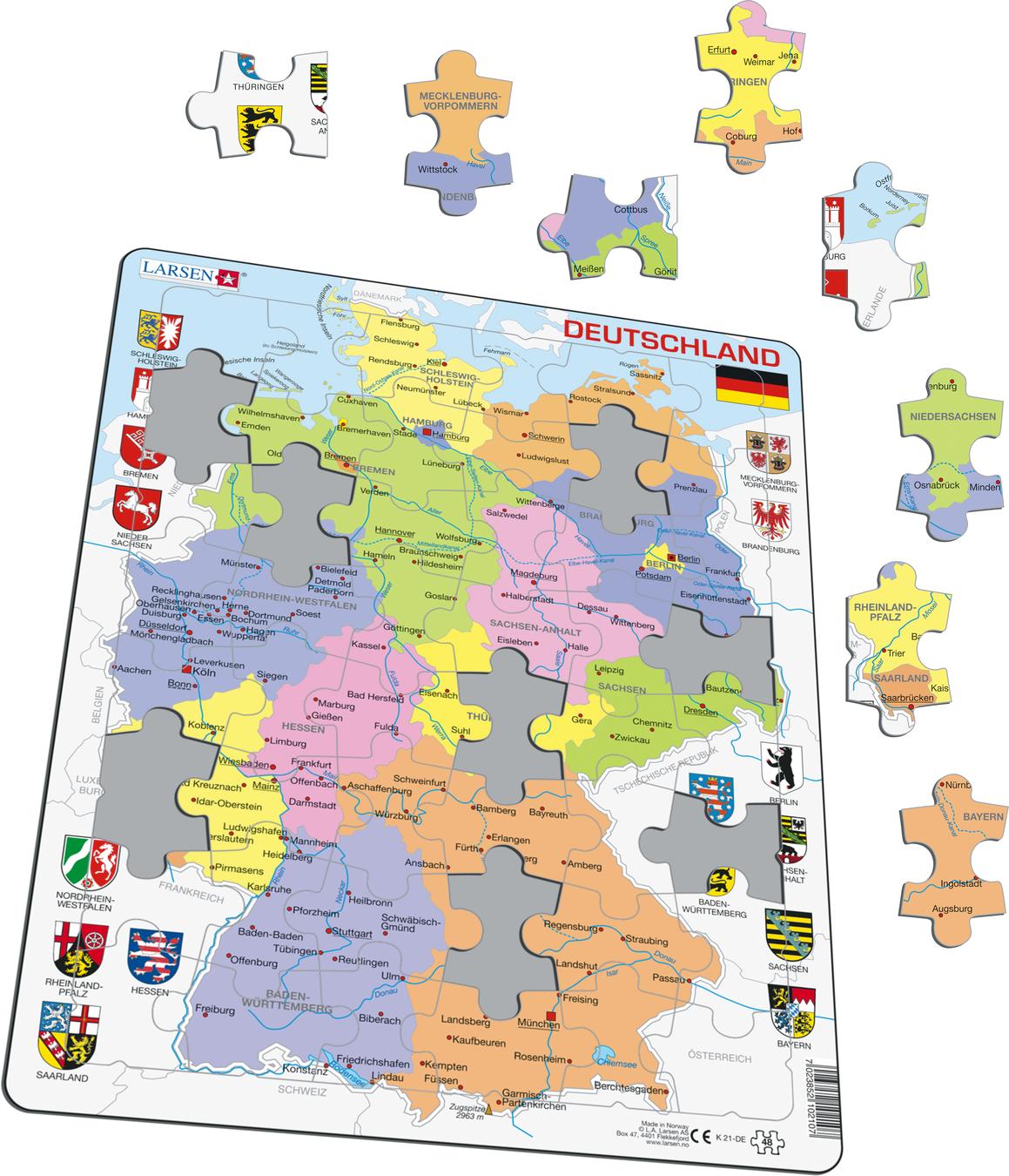 K21 - Germany Political Map :: Maps of countries :: Puzzles :: Larsen ...