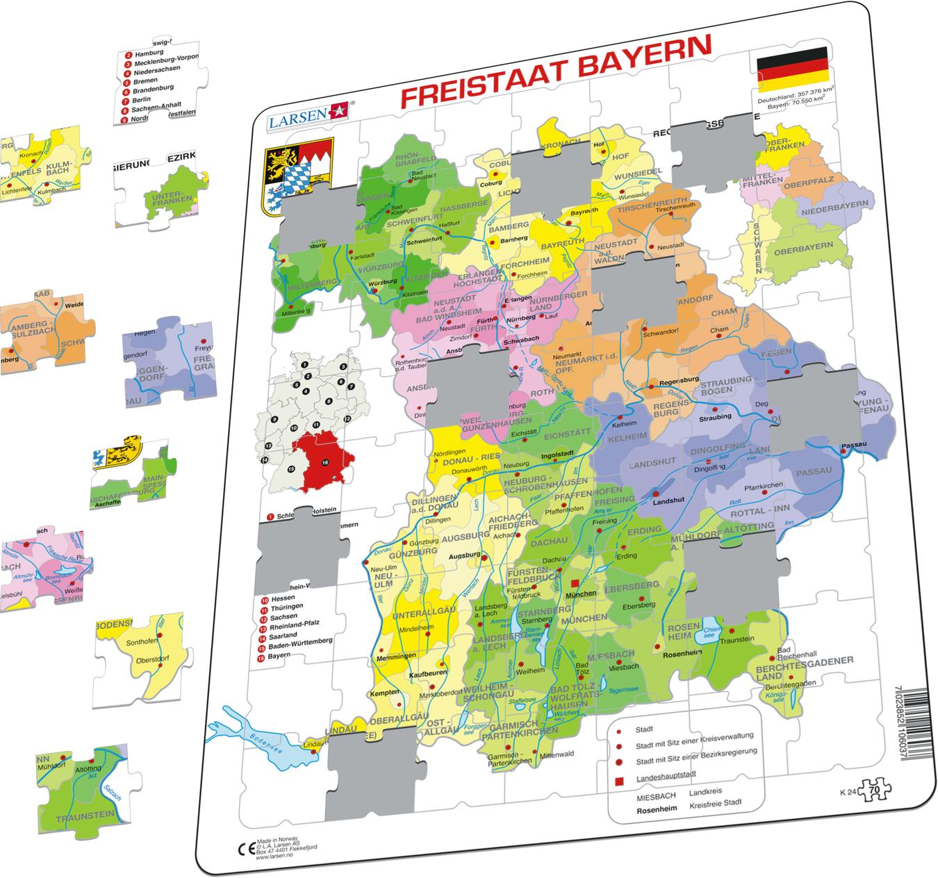 K24 - Freistaat Bayern Political :: Other maps :: Puzzles :: Larsen Puzzles