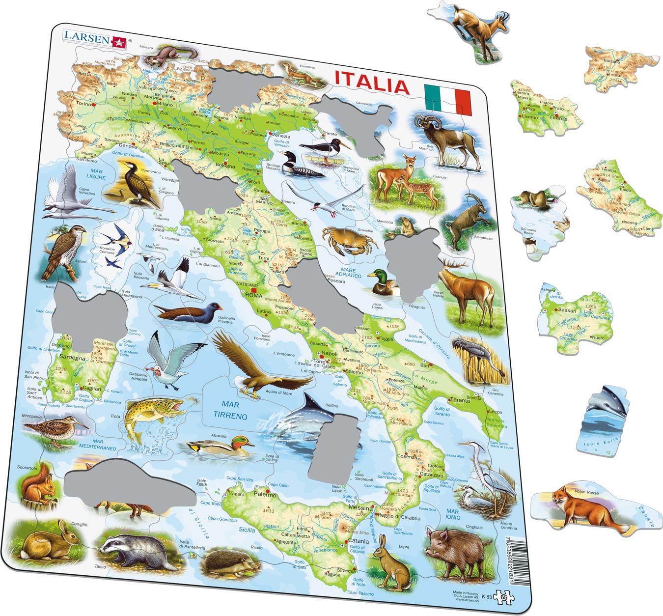 K83 - Italy Physical Map :: Maps of countries :: Puzzles :: Larsen Puzzles