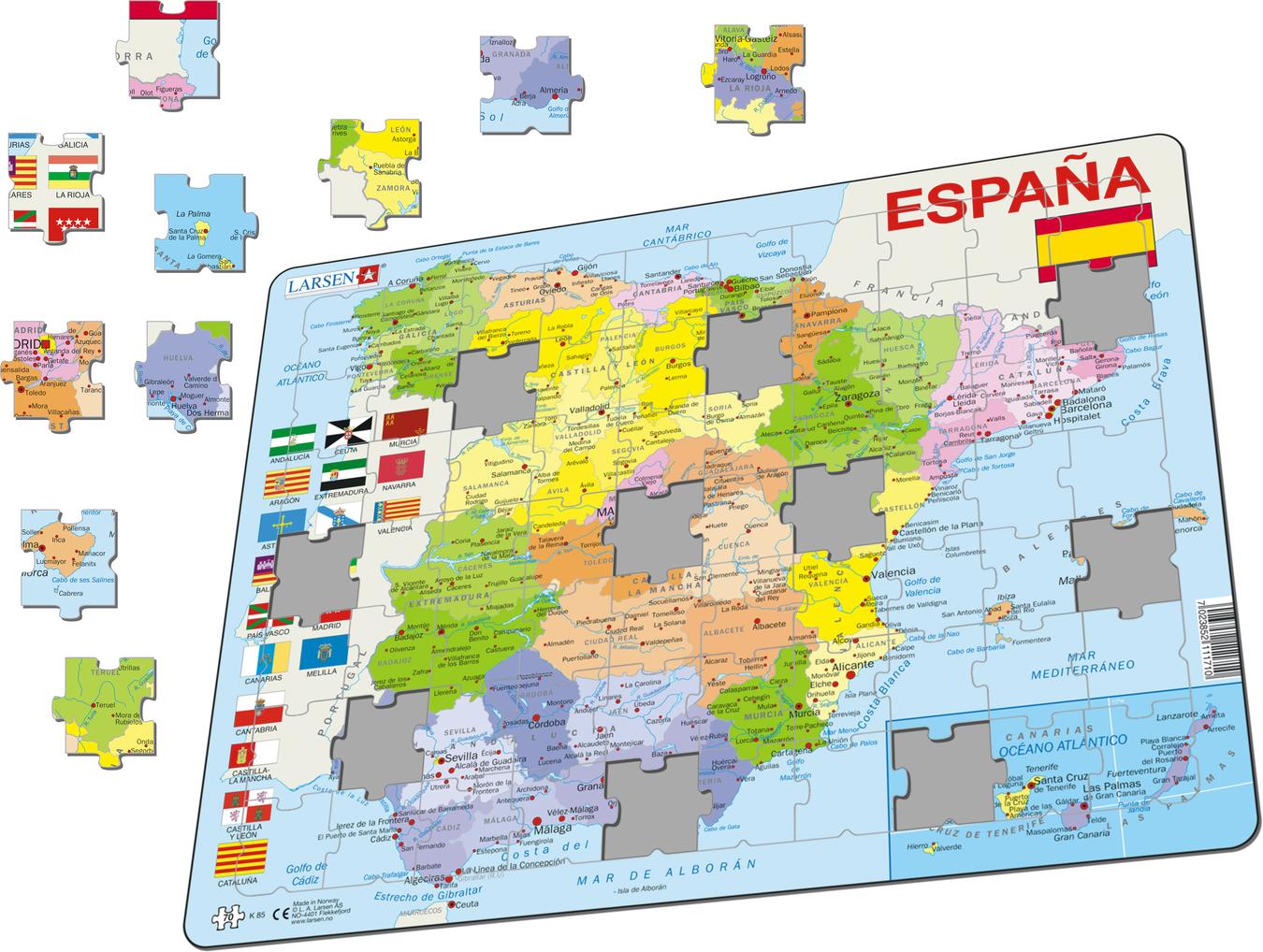 K85 - Spain Political Map :: Maps of countries :: Puzzles :: Larsen Puzzles