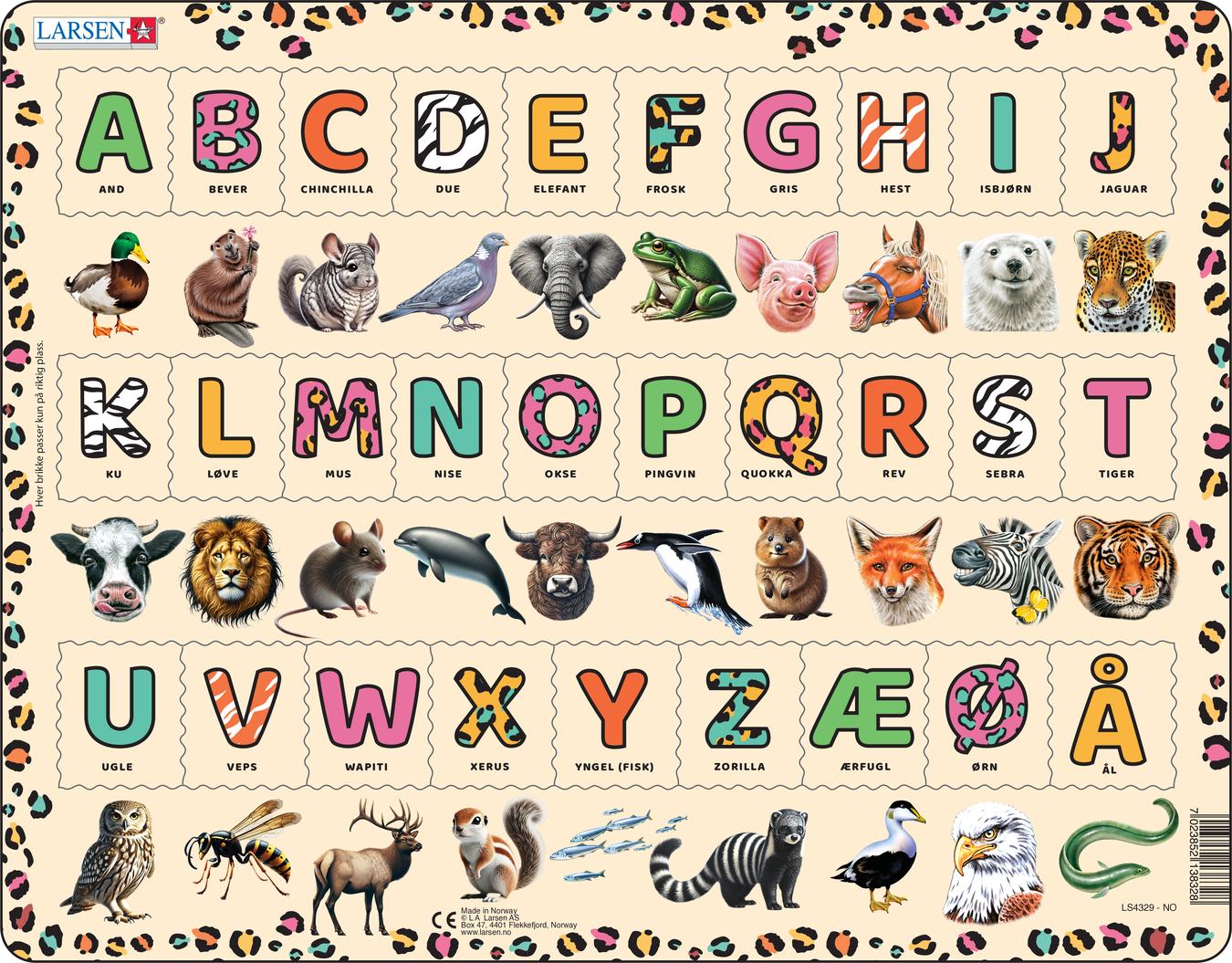 LS4329 - Animal Alphabet :: Reading :: Puzzles :: Larsen Puzzles