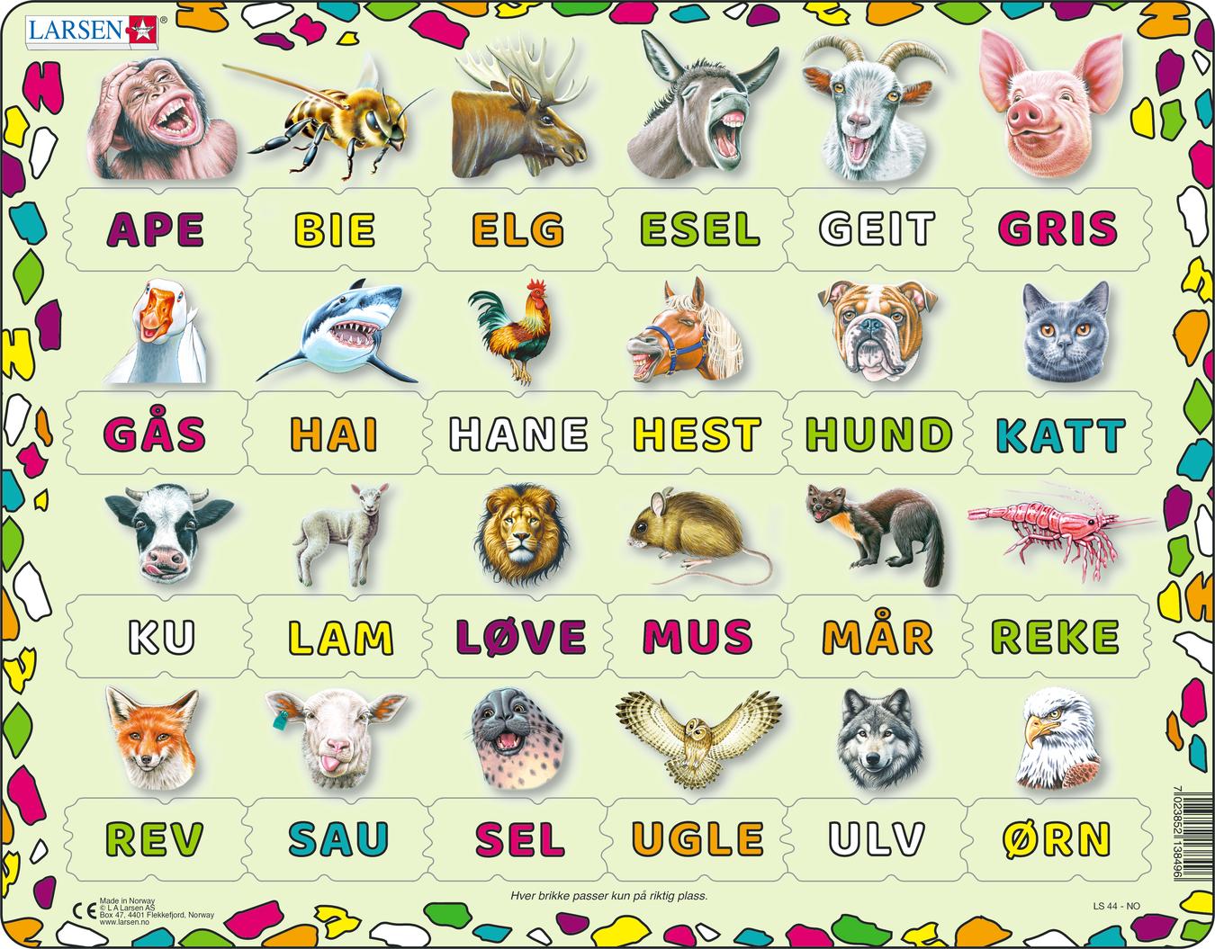 LS44 - Read and find the animal :: Reading :: Puzzles :: Larsen Puzzles