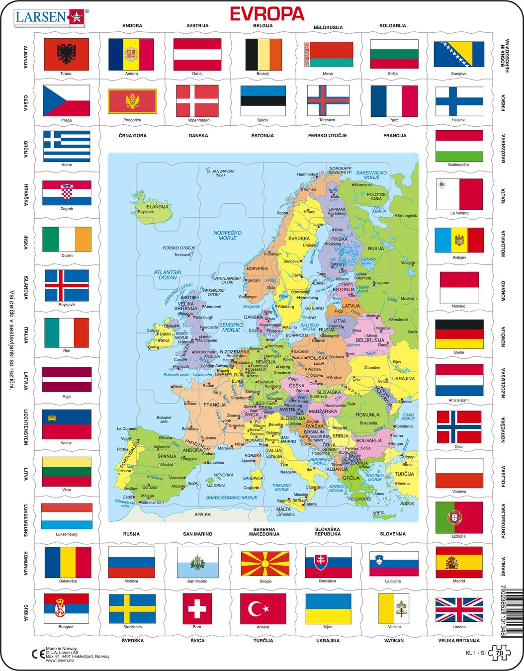 KL1 - Flagg og politisk kart av Europa :: Kart over verden og regioner ...