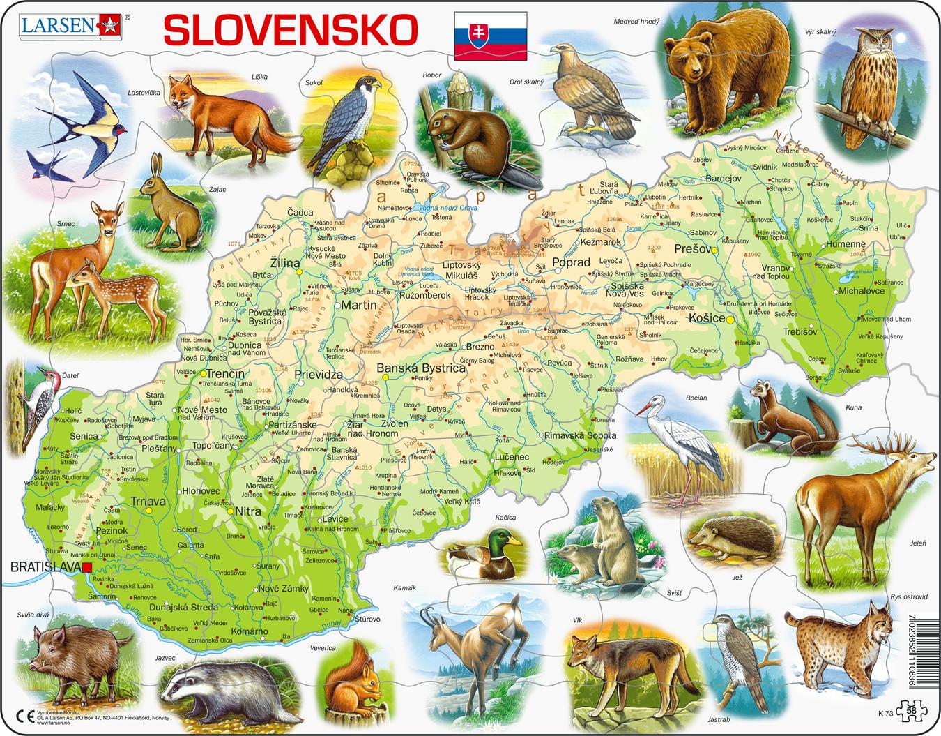 K73 - Slovakia Physical with Animals :: Maps of countries :: Puzzles ...