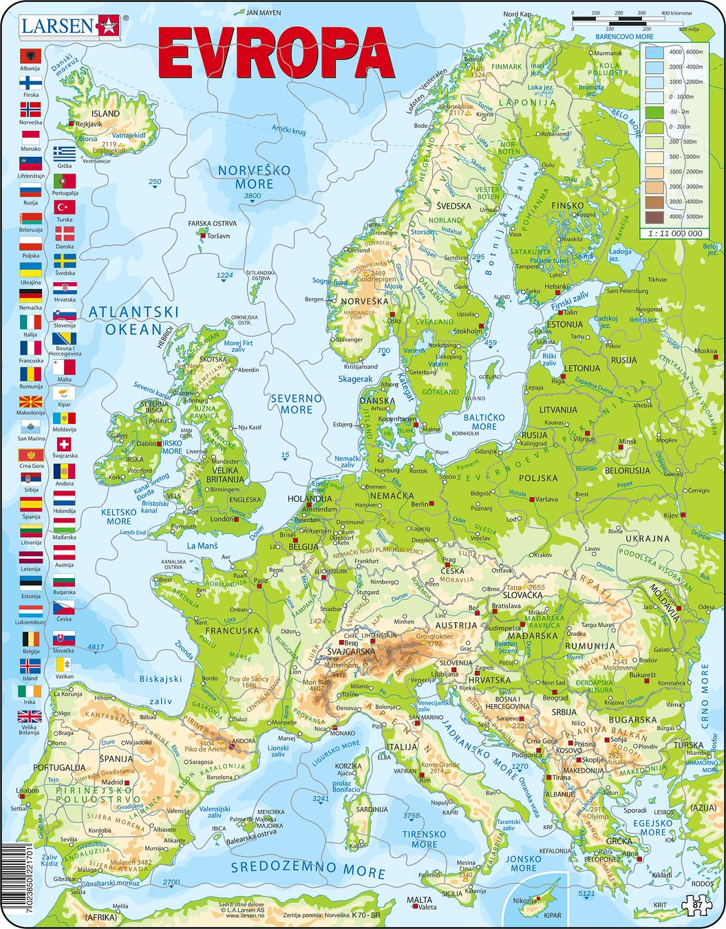 K70 - Europa, topografisk kart :: Kart over verden og regioner ...