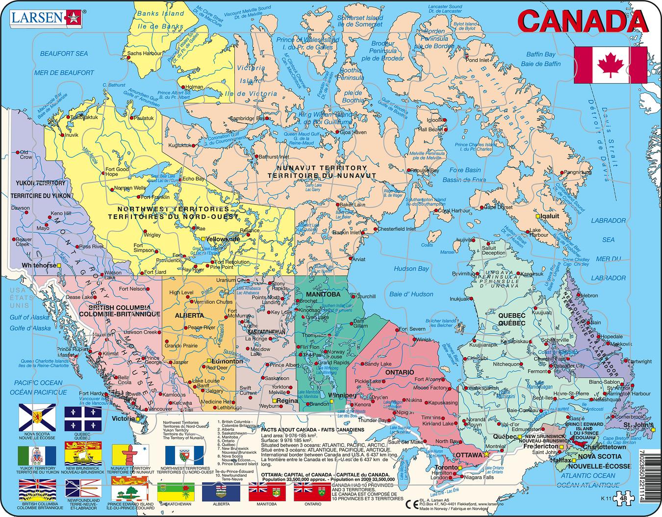 K11 - Canada :: Kart over land :: Puslespill :: Larsen puslespill