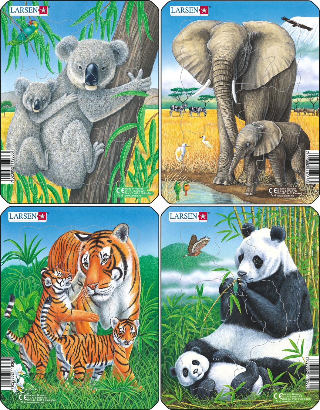 V4 - Koala, Elephant, Tiger, Panda :: Animals :: Puzzles :: Larsen Puzzles